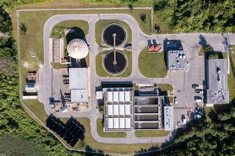 Premium Photo Aerial View Of Wastewater Treatment Plant Filtration Of