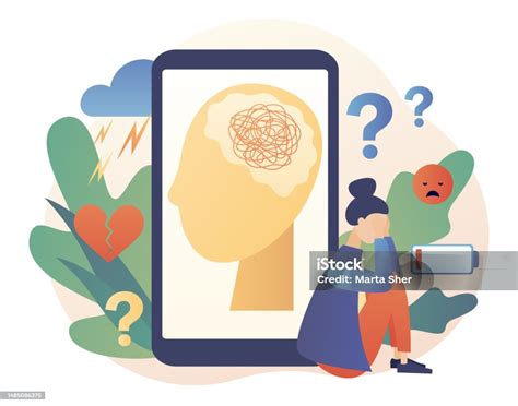 스마트폰 근처에 앉아 있는 우울한 여자 우울증 정신적 정신 건강 및 심리 치료 개념입니다 불안 스트레스 정서적 소진 기타 심리적