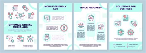 Optimize Social Media Ads Mint Brochure Template Smm Strategy Leaflet Design With Linear Icons