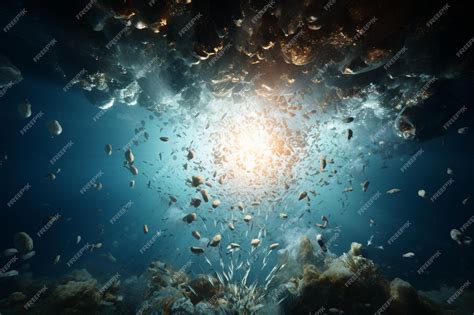Premium Ai Image An Underwater Explosion Creating A Shockwave And B 00690 03
