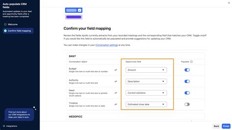 auto populate crm fields using conversation recordings apollo