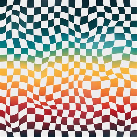 Premium Vector Vintage Retro Gradient Warped Checkerboard Seamless Pattern Background