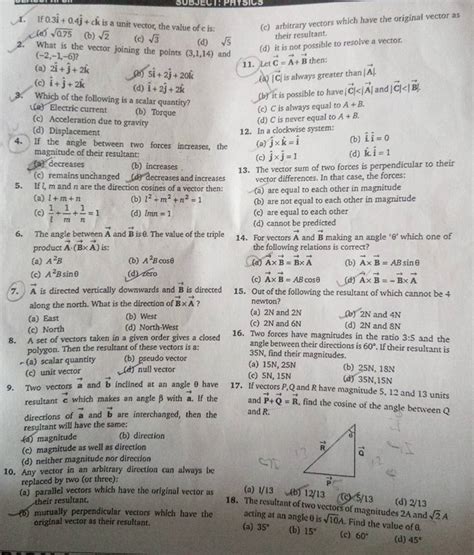 The Resultant Of Two Vectors Of Magnitudes A And A Acting At An Angl