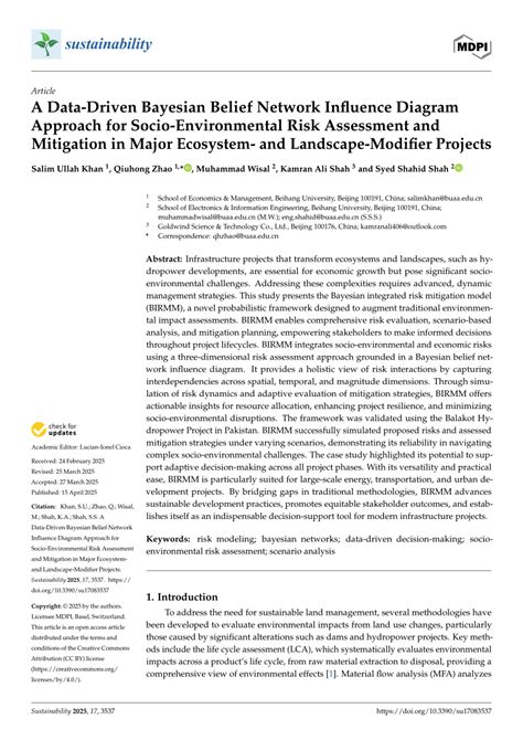 Pdf A Data Driven Bayesian Belief Network Influence Diagram Approach For Socio Environmental