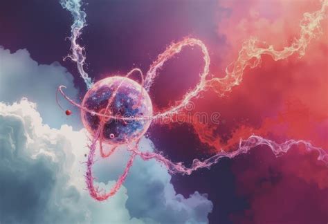 Abstract Atomic Illustration Featuring Vibrant Electron Orbital