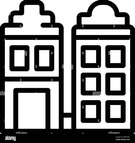 amsterdam dam square icon outline vector famous dutch center urban capital architecture stock