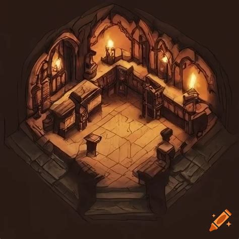 Isometric Dnd Map Of A Treacherous Gothic Royal Dungeon Room On Craiyon