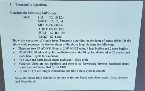 Solved Consider The Following Mips Code Label Ld F2