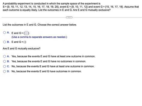 Solved A Probability Experiment Is Conducted In Which The