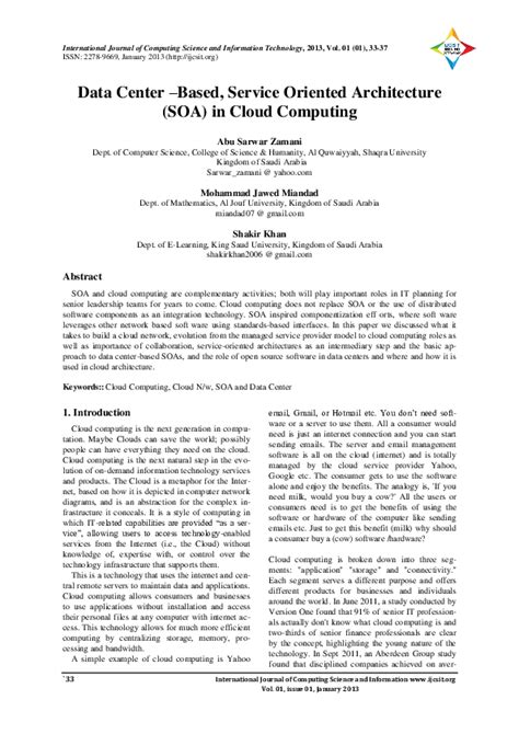 Pdf Data Center Based Service Oriented Architecture Soa In Cloud