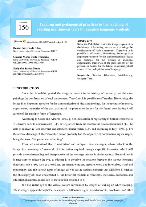 Pdf Training And Pedagogical Practices In The Teaching Of Reading Multimodal Texts For Spanish