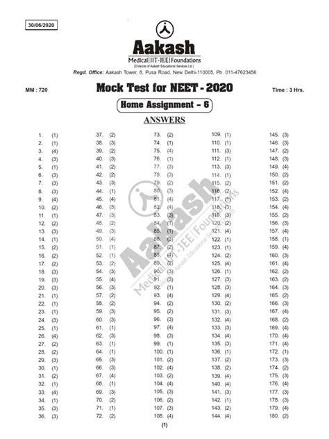 Aakash Home Assignment 6 Solutions Pdf