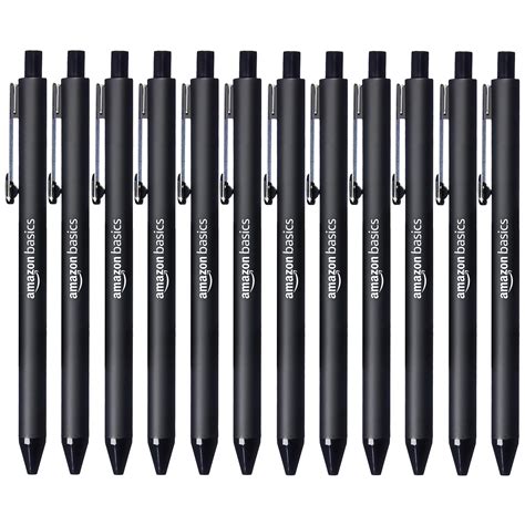 Amazon Basics Black Ballpoint Pens For Smooth Writing Retractable 12