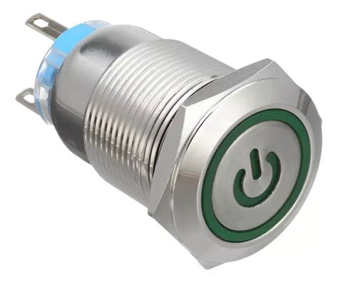 Botão Pulso Push Button 19mm Led Verde 12v 24v Conector Mercadolivre