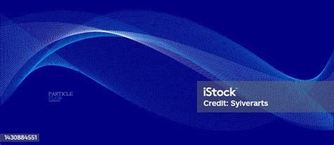 모션 다크 벡터 추상 배경의 파란색 점 입자 배열 물결 모양의 흐름 움직임의 포인트의 곡선 선 기술 및 과학 일러스트레이션 3차원 형태에 대한 스톡 벡터 아트 및 기타