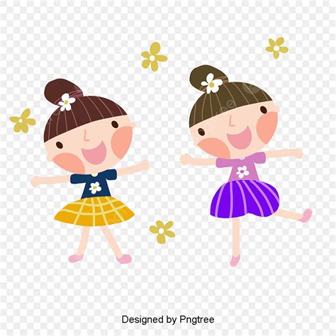 만화 일러스트 자유형 춤을 추다 꽃 새 나비 Png 일러스트 및 Psd 이미지 무료 다운로드 Pngtree