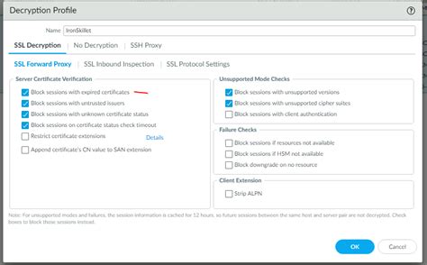 Palo Alto Labs Pcnse Decryption Ssl Forward Proxy Decryption Profiles Parameters