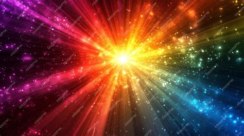 Premium Photo Abstract Rainbow Explosion With Glowing Particles