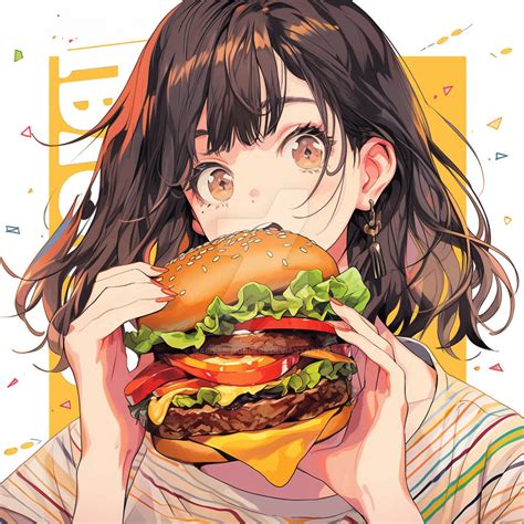 Girl Eat Burger By Wabisabiwonders On Deviantart