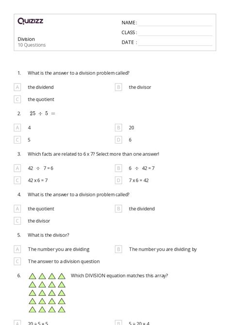 50 Division Worksheets For 3rd Class On Quizizz Free And Printable