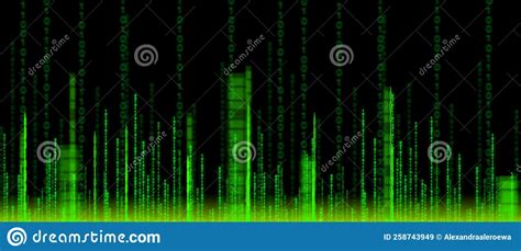 Computer Coding With Neon Gradient Zeros And Ones Of Binary Code Stock Illustration