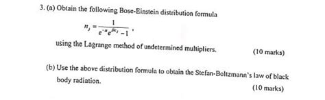 Solved 3 A Obtain The Following Bose Einstein
