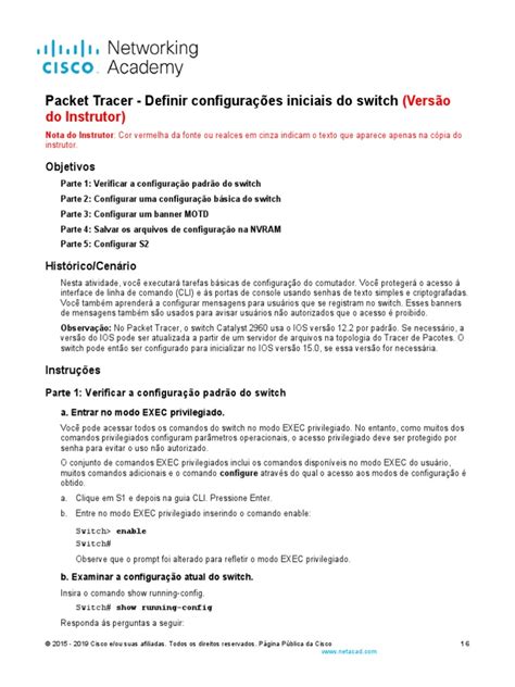 255 Packet Tracer Configure Initial Switch Settings Ilm Pdf