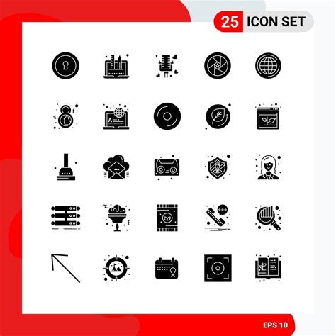 Solid Glyph Pack Of 25 Universal Symbols Of Globe Superstar Love Superhero Featured Star