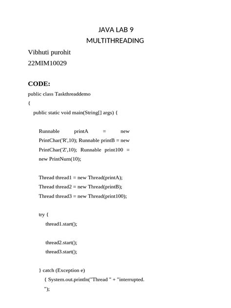 java lab 9 docx pdf thread computing software engineering