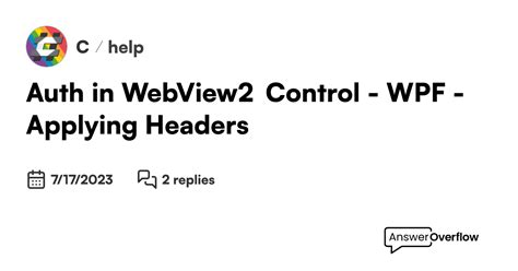 Auth In Webview2 Control Wpf Applying Headers C