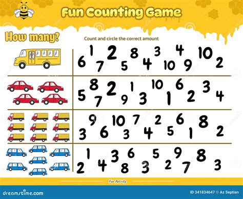 Count And Circle The Correct Number Beehive Theme Stock Vector Illustration Of Counting