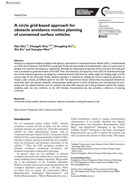 Pdf A Circle Grid Based Approach For Obstacle Avoidance Motion Planning Of Unmanned Surface