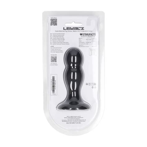 Levelz Double Rattle Liquid Silicone Anal Plug M Black