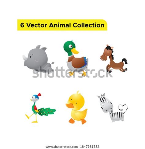Vector Set Animals Cartoon Style Vector Stock Vector Royalty Free