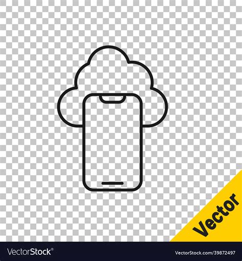 Black Line Cloud Technology Data Transfer Vector Image