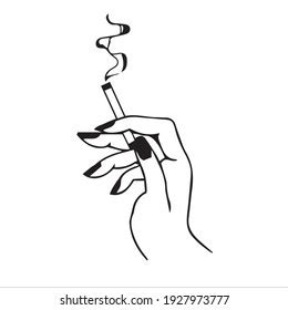 Aesthetic Hand Holding Cigarette Illustration Vector Stock Vector