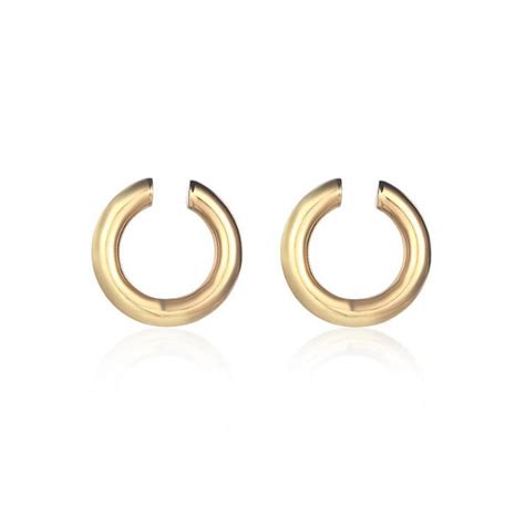 Badu Bg Уникален фалшив пиърсинг Метални щипки за уши Асиметрия Кръгла хрущялна щипка за уши за