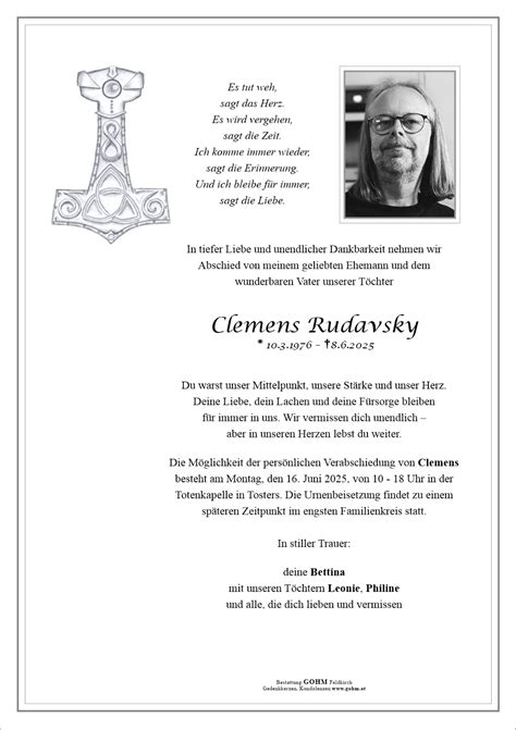 Clemens Rudavsky Bestattung Gohm