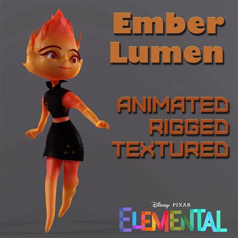 3d Model Ember Lumen Pixar Elemental Animated Pbr Vr Ar Low Poly