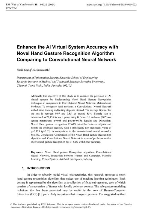 Pdf Enhance The Ai Virtual System Accuracy With Novel Hand Gesture Recognition Algorithm