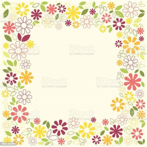 작은 다채로운 데이지 꽃과 흰색 바탕에 텍스트에 대 한 장소 우아한 플로랄 프레임 0명에 대한 스톡 벡터 아트 및 기타 이미지