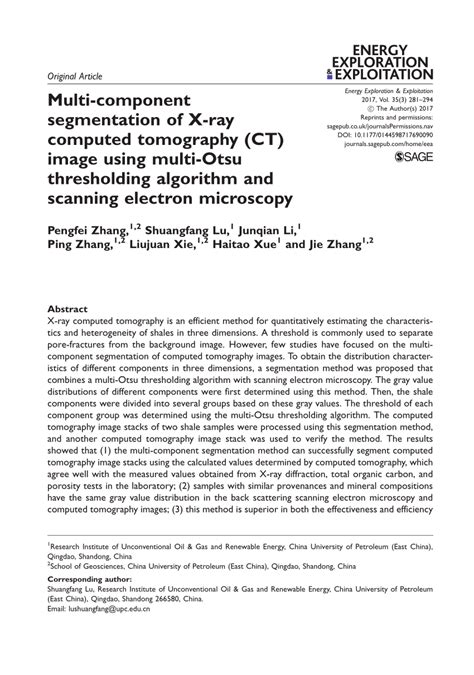 pdf multi component segmentation of x ray computed tomography ct