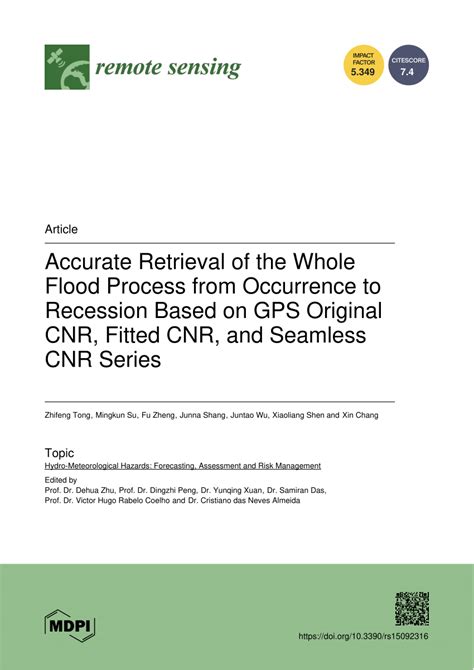 Pdf Accurate Retrieval Of The Whole Flood Process From Occurrence To Recession Based On Gps