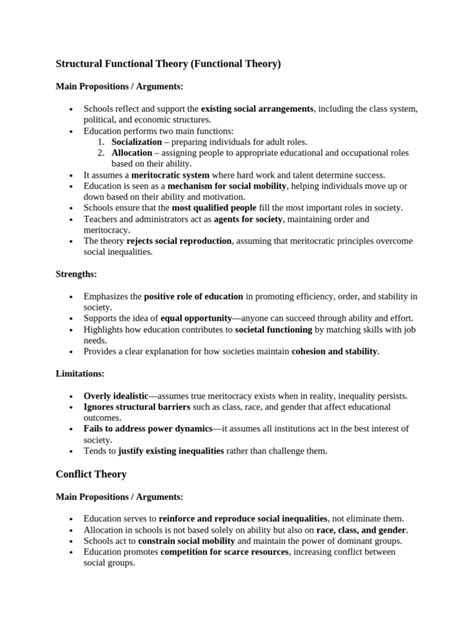 Structural Functional Theory Pdf Meritocracy Social Inequality