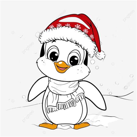 산타 의상을 입고 귀여운 펭귄과 함께 그림 어린이 게임 및 색칠 공부 페이지를 복사하세요 색칠 공부 개요 스케치 Png 일러스트 및 이미지 에 대한 무료 다운로드