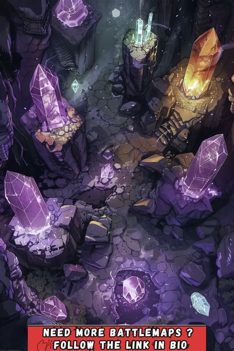 Luminous Crystal Cavern Dnd Map Crystal Mine Battle Map Crystal