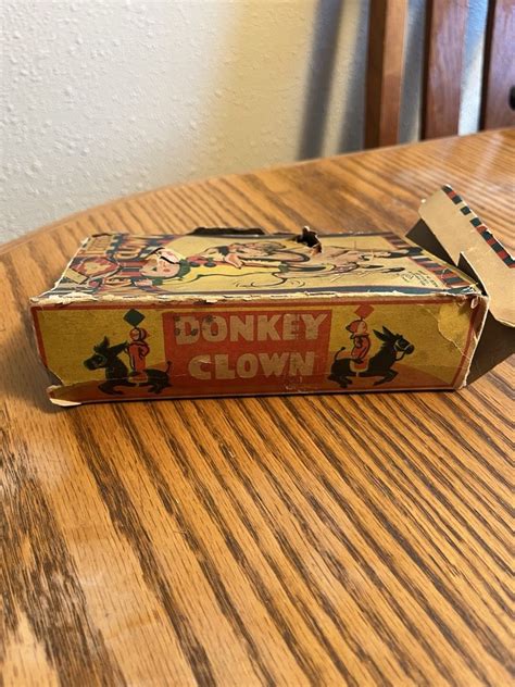 1930s Japan Tin Litho Donkey Clown Wind Up Toy Good Condition With