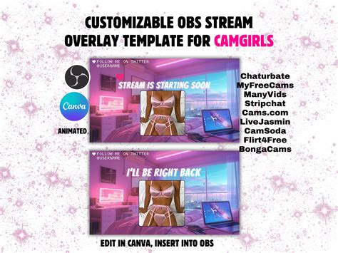 Stream Overlay For Camgirl For Chaturbate Camsoda Stream Overlay Package Onlyfans Graphic