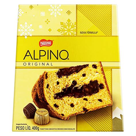 Panetone Com Gotas E Recheio Chocolate Nestlé Alpino Caixa 400g