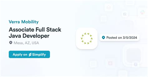 Associate Full Stack Java Developer Verra Mobility Simplify Jobs
